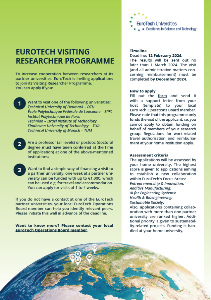 EuroTech Visiting Researcher Programme - EuroTech Universities Alliance